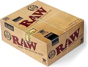 Amazon.com: Raw Classic King Size Slim Rolling Paper Full Box of 50 ...