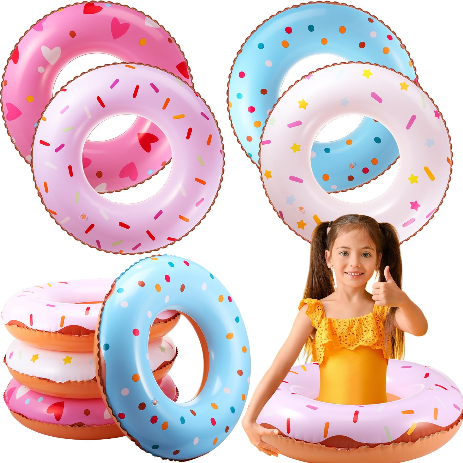 Mua 8 Pcs Kids Donuts Pool Inflatable Floats 22.8 Inch Doughnut ...