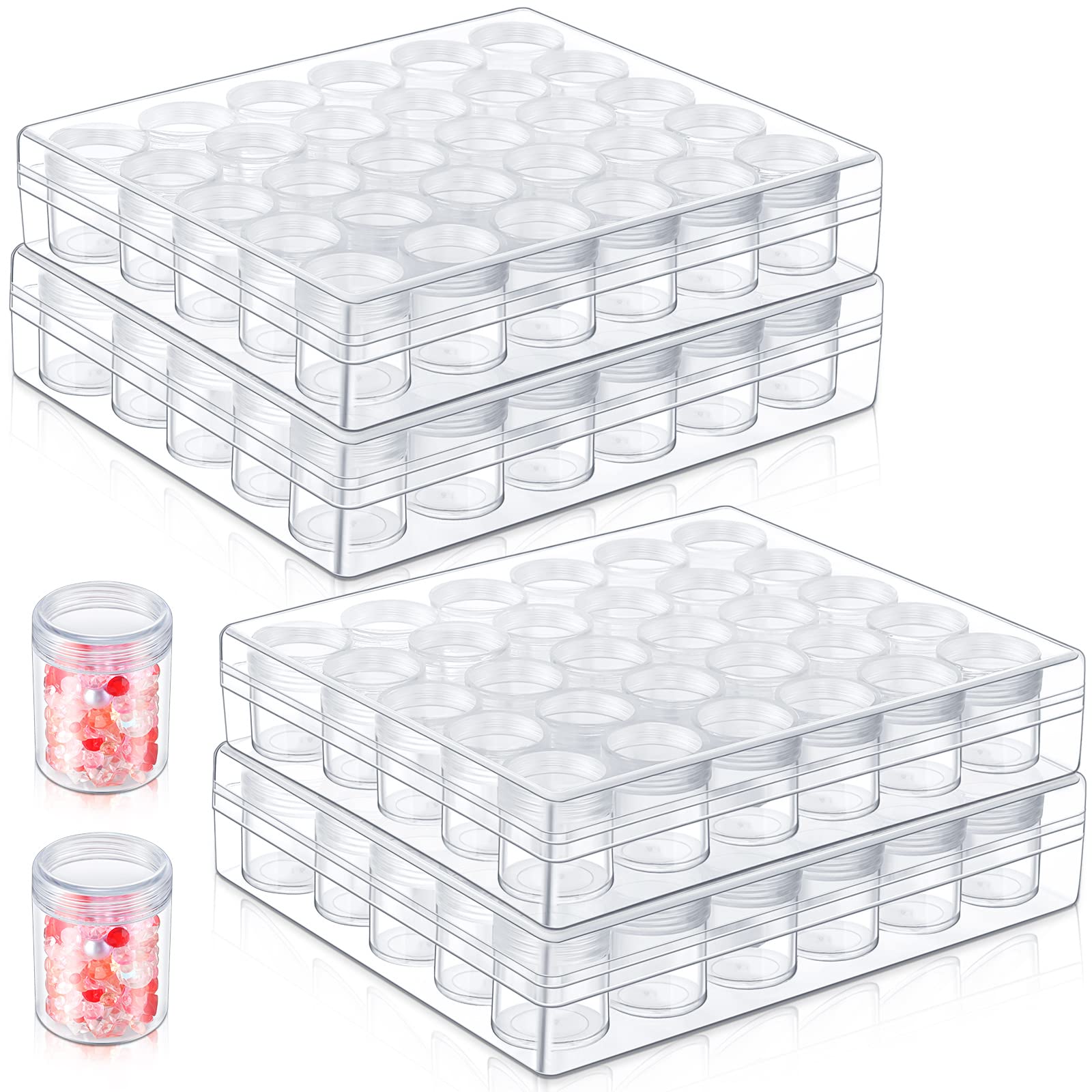 Xinnun 4 Pcs Bead Organizer Transparent Embroidery Bead Storage ...