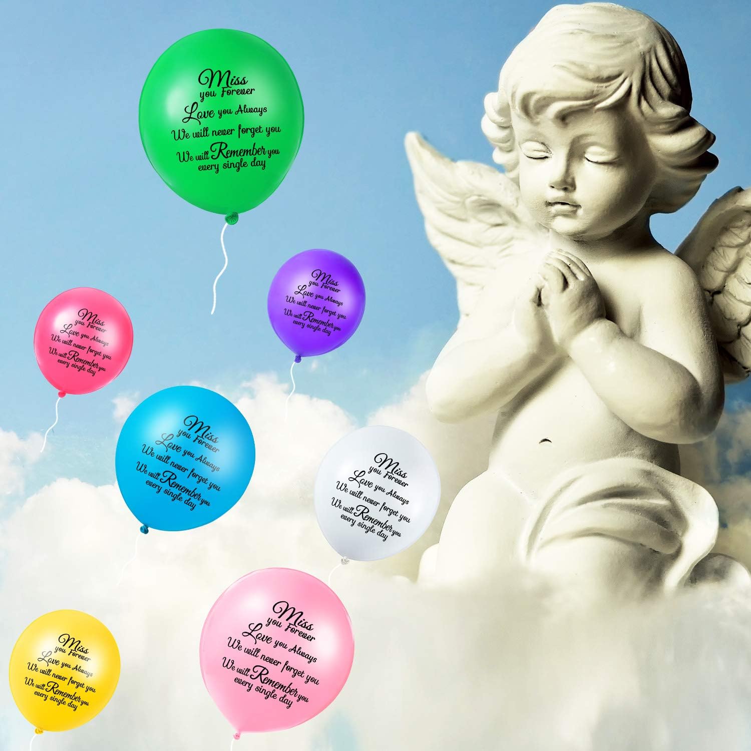 72 Pieces Colorful Memorial Funeral Balloons Remembrance Biodegradable ...