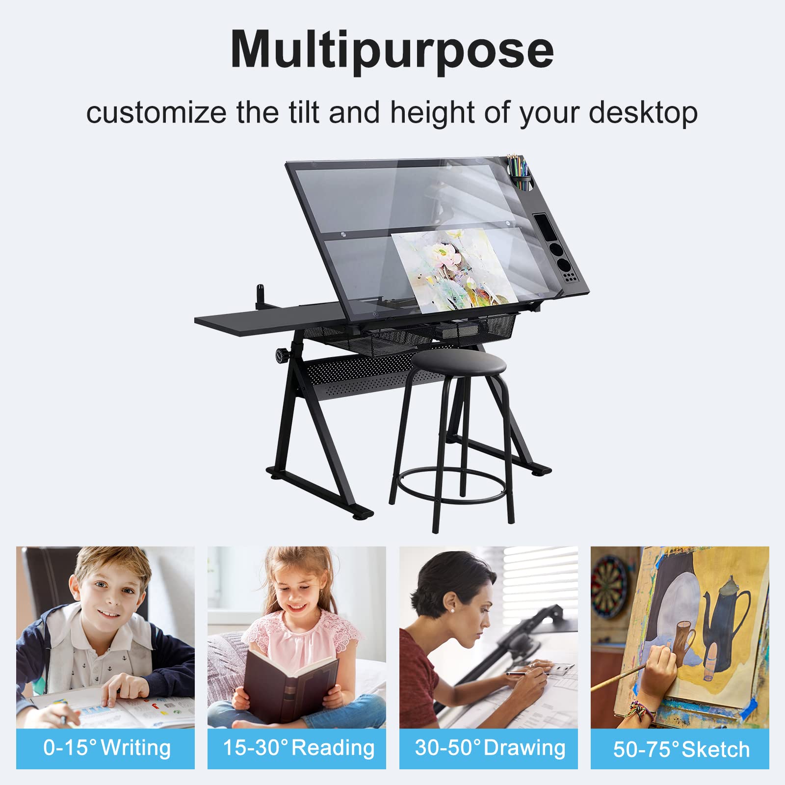 Mua Waful Height Adjustable Drafting Tables, Glass Drawing Art Table ...