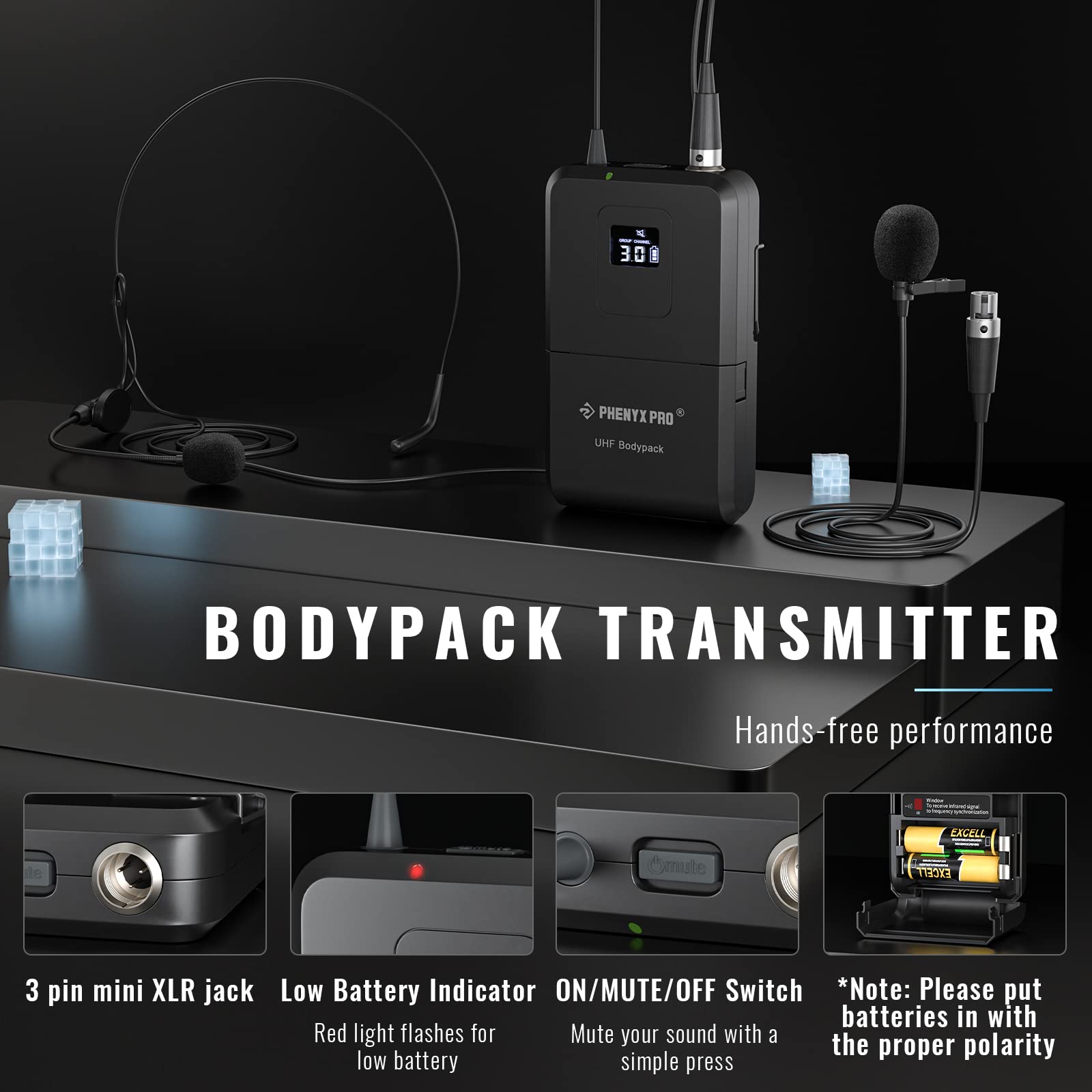 Mua Dual UHF Wireless Microphone System，Auto-Scan Cordless Mic Set w ...