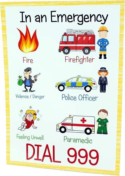 kids2learn Dial 999 Emergency Services Poster for children at Schools ...