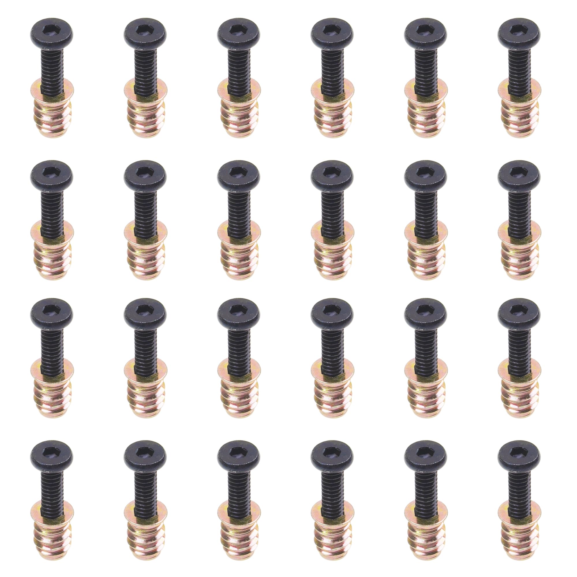 Rrina 24 Sets 1/4-20 x 1-5/32" Furniture Screw Nut Threaded Wood ...