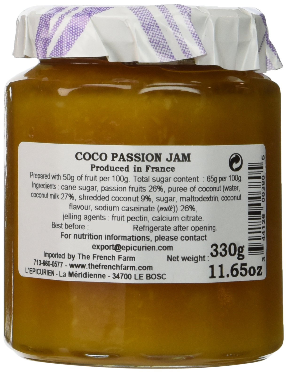 Coco Passion - Coconut And Passion Fruit Jam - L'Epicurien 11.6 Oz on ...