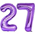 Amazon.com: Purple 27 Number Balloons, 40 Inch Giant Number 27 Balloons ...