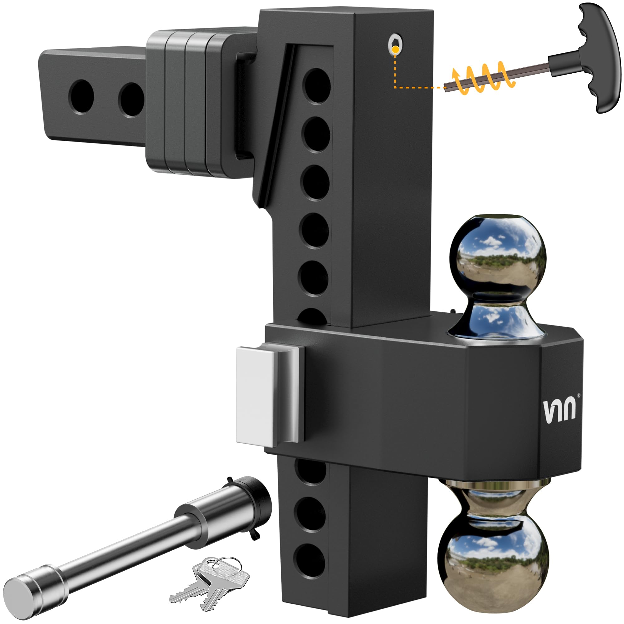 VNN Adjustable Drop Hitch, Dual-Ball(2'', 2-5/16'') Adjustable Hitch ...