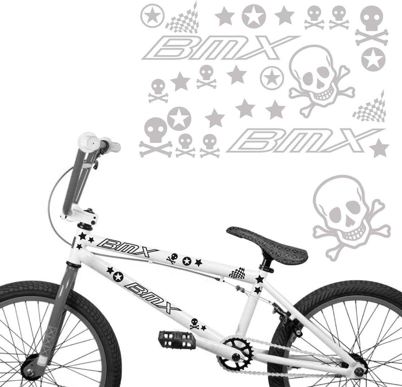 BMX Aufkleber Set für Fahrräder Sticker Motive Totenkopf Sterne Bike ...