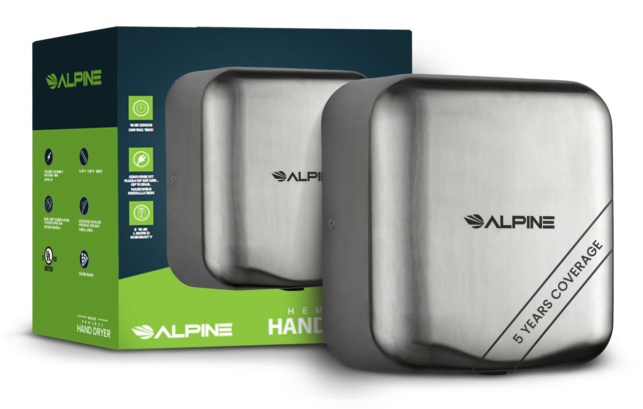 Alpine Industries Hemlock Automatic Hand Dryer - Heavy Duty Stainless ...