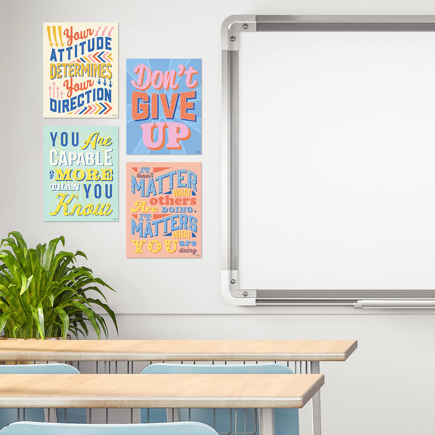 Set Of 12 Motivational Growth Mindset Posters For Teachers & Students ...