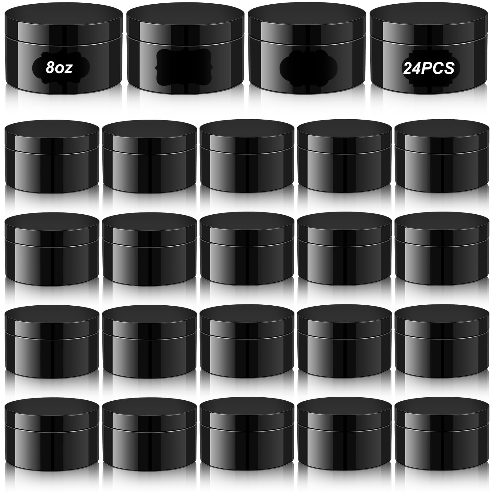Dandat 24 Pcs Plastic Jars with Lid and Label PET Cosmetic Containers ...