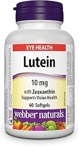 Webber Naturals Lutein with Zeaxanthin, Softgel, 10 mg, 60 Count ...