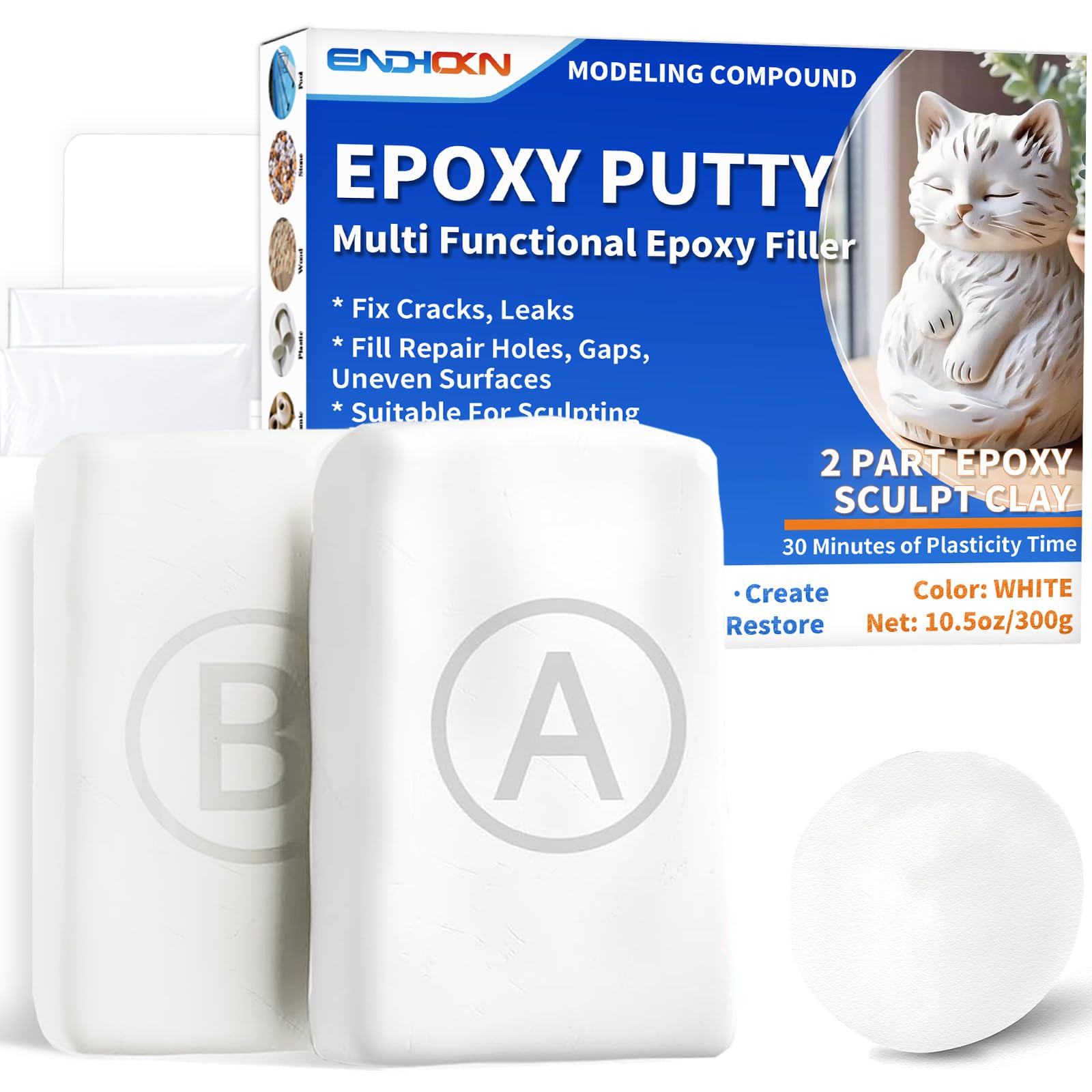 Epoxy Putty, Endhokn 10.5oz White Putty Stick Fix Leaks, Cracks and ...