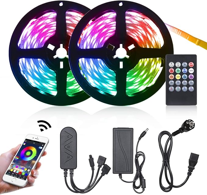 Tomshine Led Strip Lights 10m Bluetooth Music Sync RGB Color Changing ...