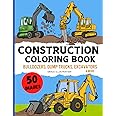 Construction Vehicles Coloring Book: Cool Bulldozers, Dump Trucks ...