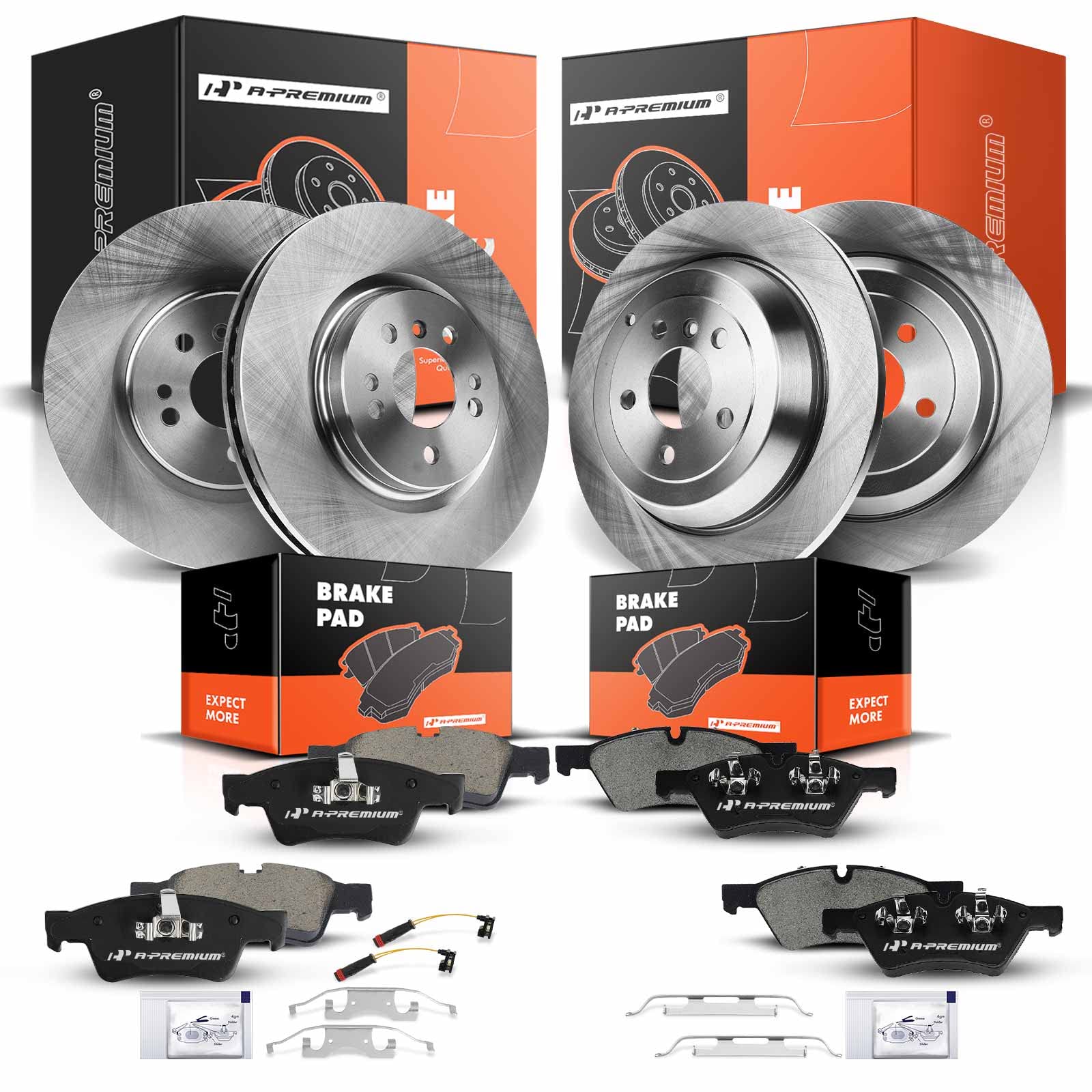 A-Premium Front Vented & Rear Solid Disc Brake Rotors + Ceramic Pads ...