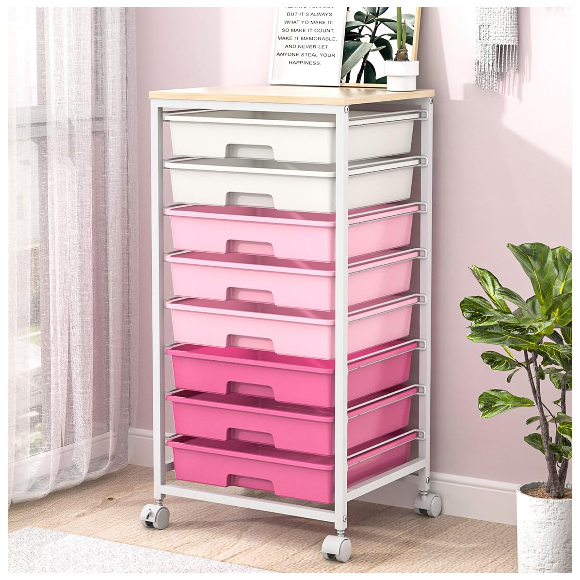 SYKIARIOL Rolling Storage Cart with Drawers,Utility Cart With 8 Drawers ...