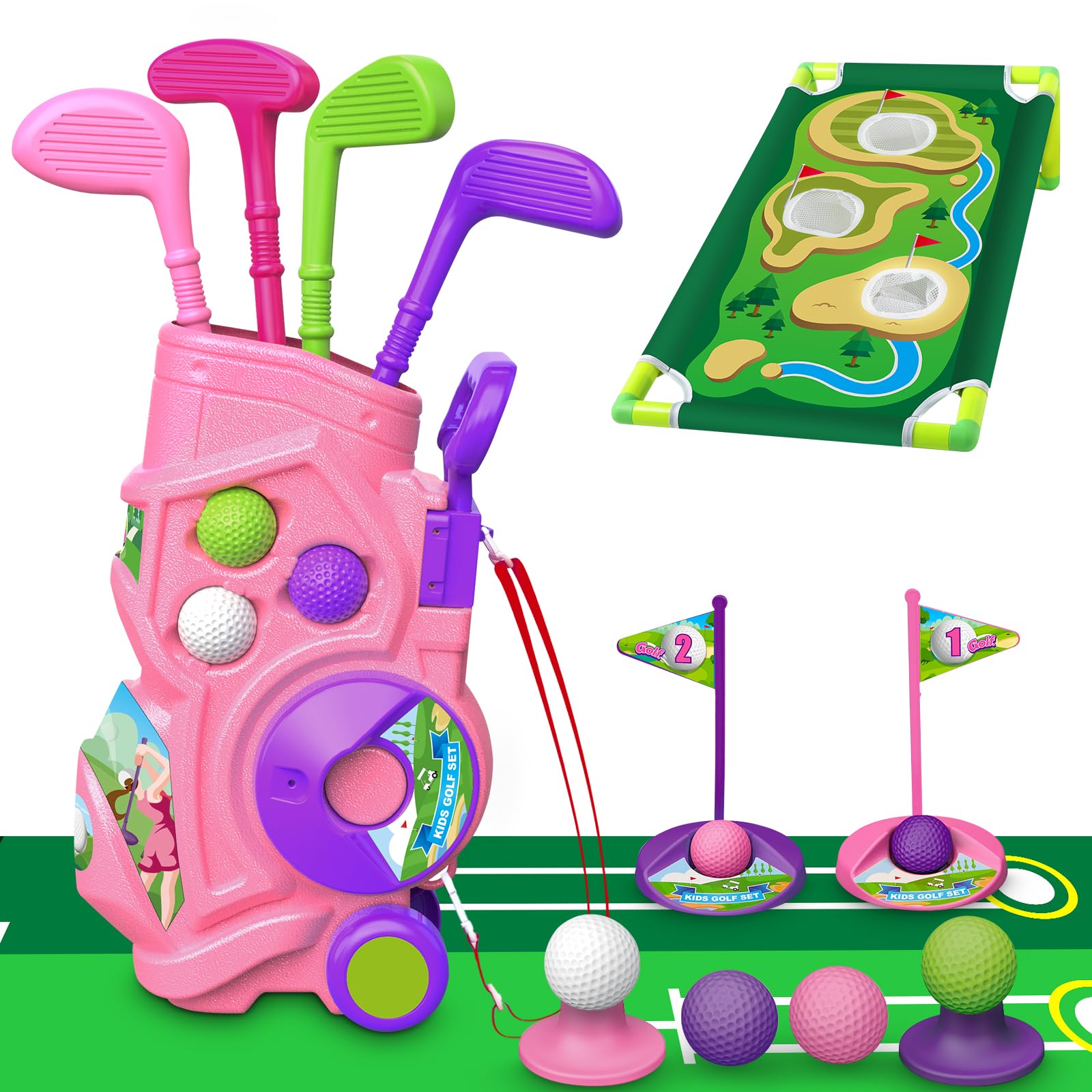 Toddler Golf Set, Upgraded Kids Golf Clubs with Golf Board, Putting Mat ...