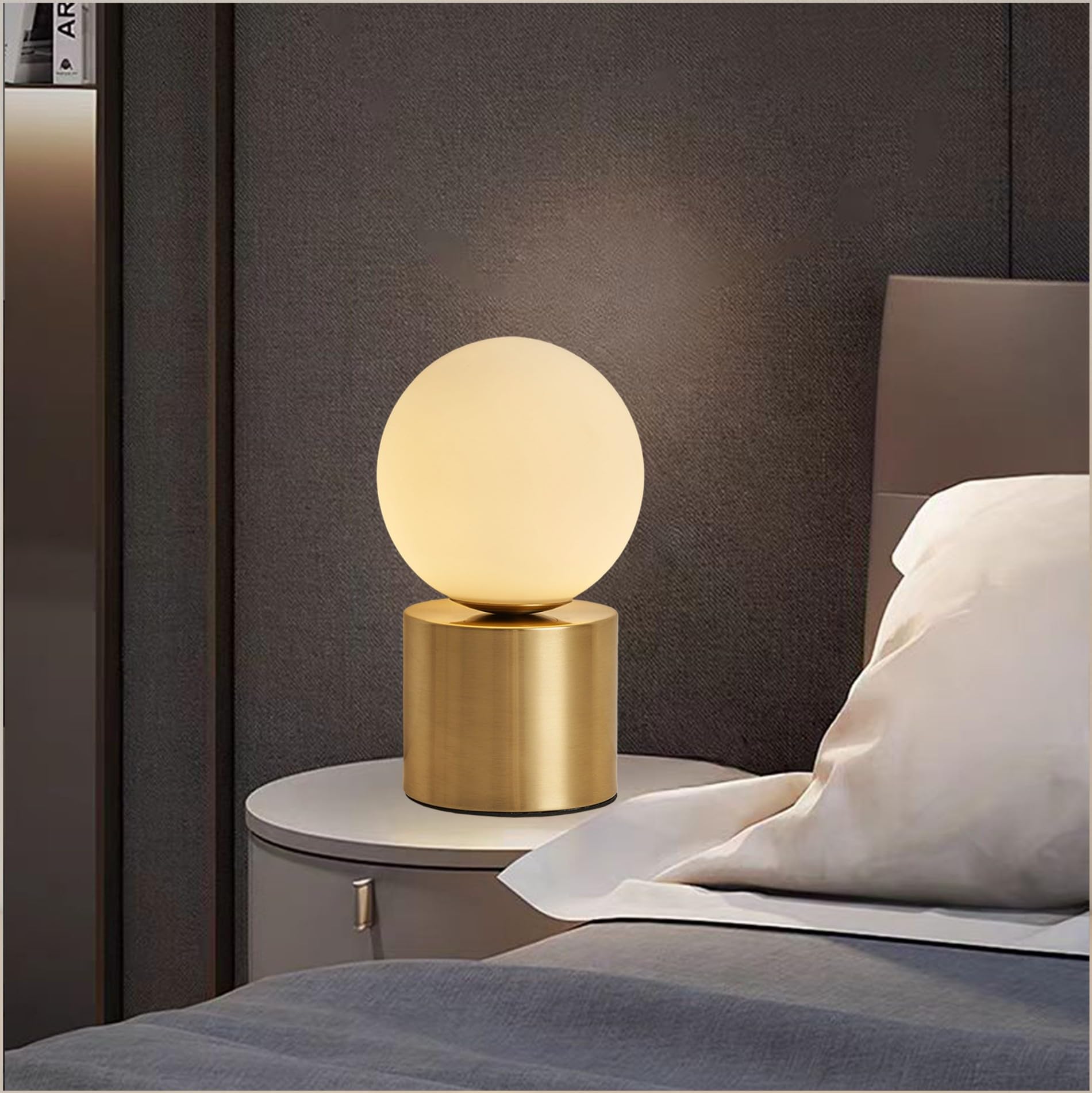 Kardleen Mid Century Gold Table Lamp Modern Gold Desk Lamp White Glass ...