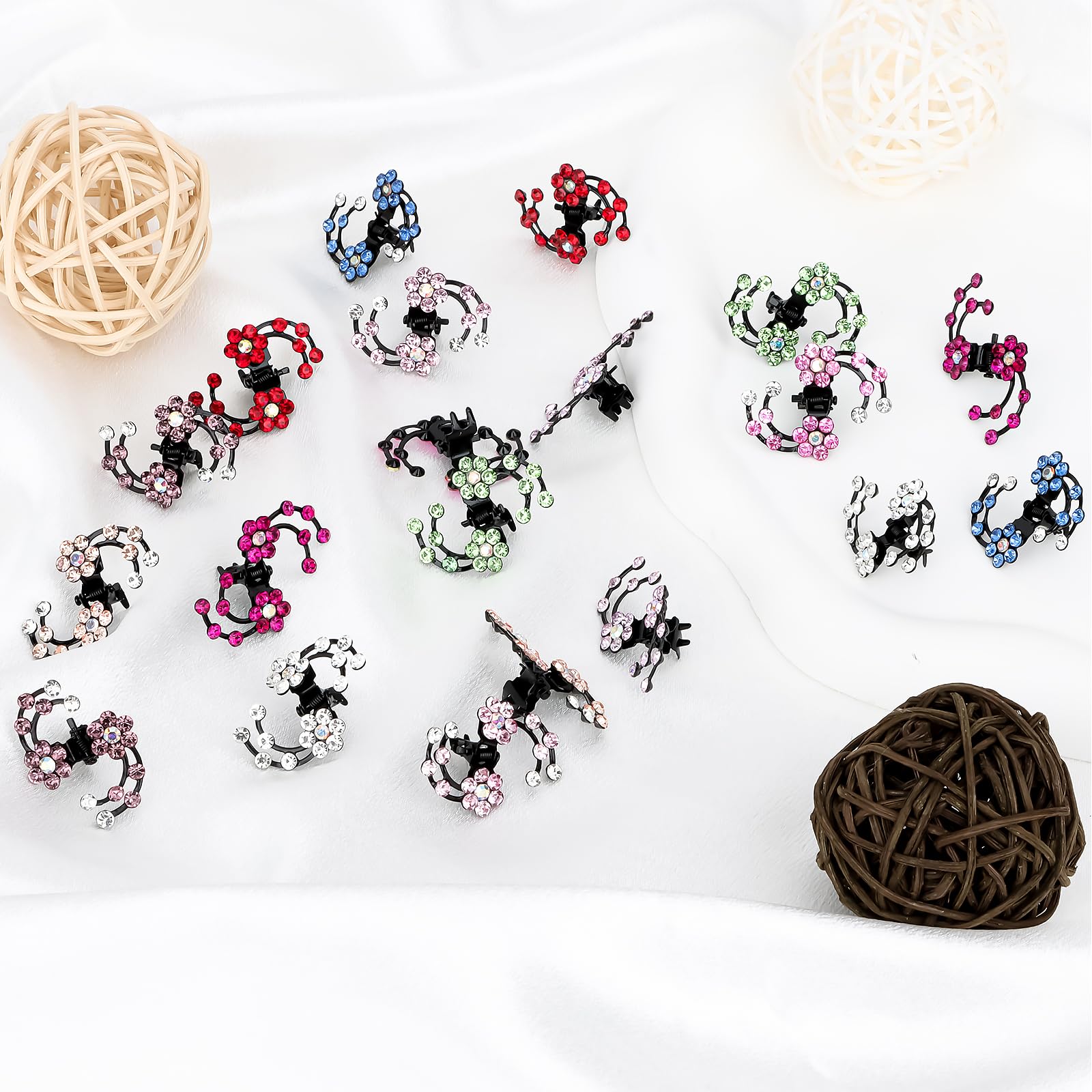 Ondder 20 Pcs Rhinestone Hair Claw Clips for Women Cute Shiny Small ...