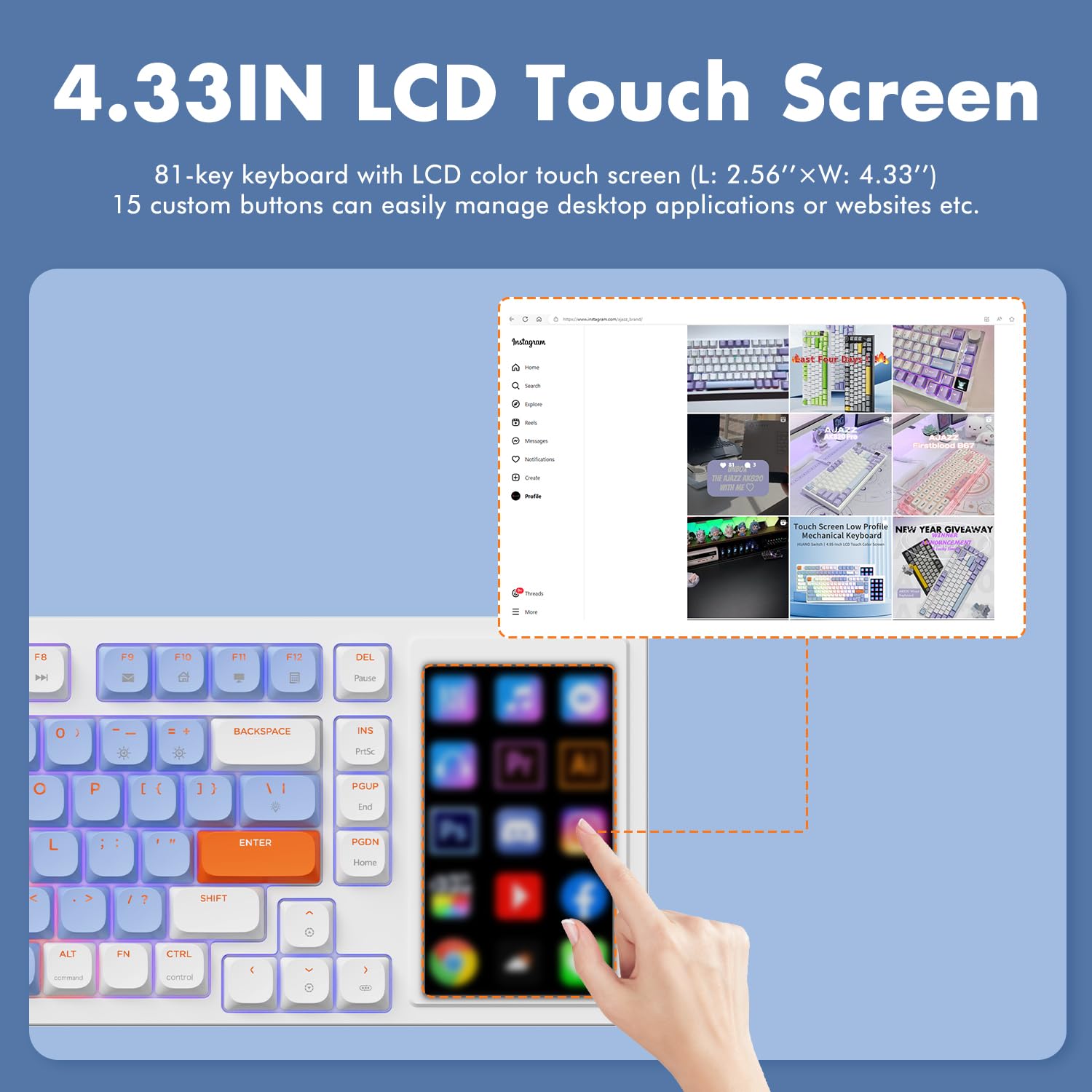 Mua AJAZZ AKP815 75% Low Profile Mechanical Keyboard with 4.33'' LED ...