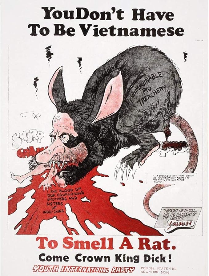 Propaganda Protest Vietnam War Richard Nixon Rat Caricature Art Print ...