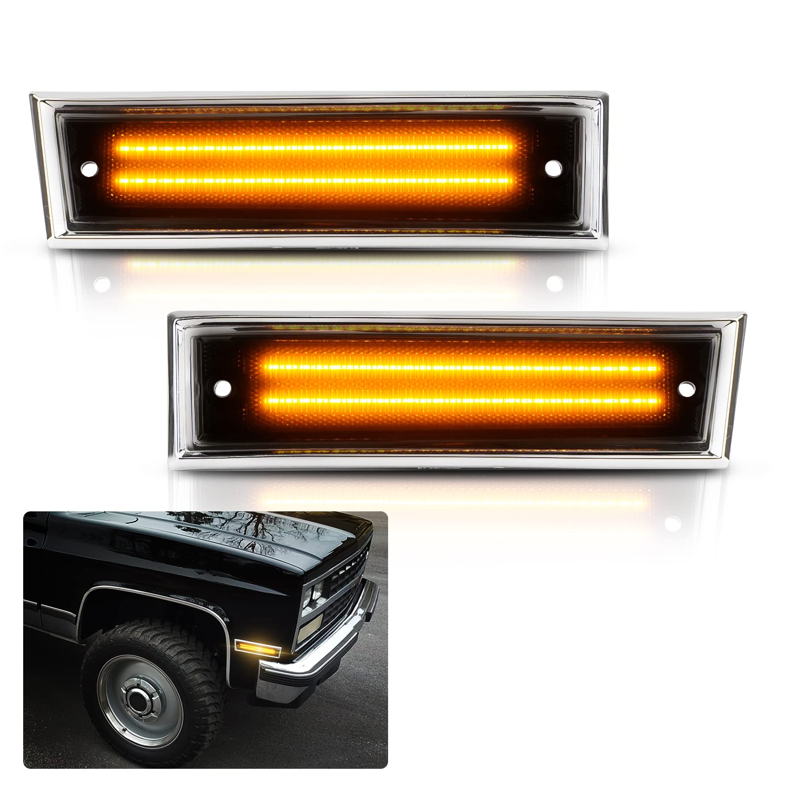 Bestview LED Side Marker Lights Compatible with 1981-1991 Chevy C10 C20 ...