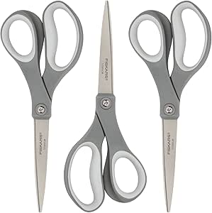 Amazon.com: Fiskars 8 Inch Titanium Softgrip Scissors, Grey 3 Pack