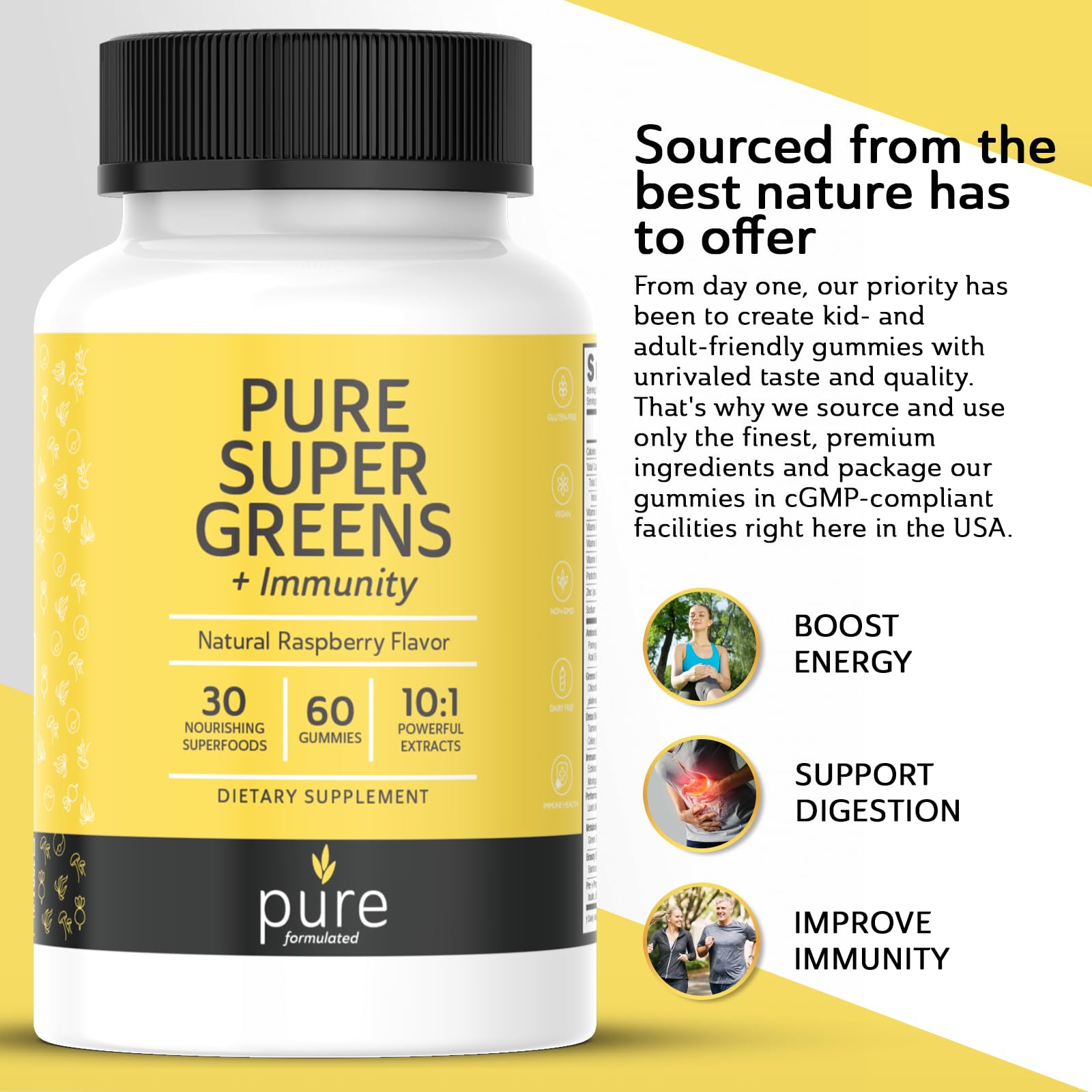 Pure Formulated Super Greens Multivitamin Gummies For Men & Women ...