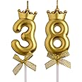 Amazon.com: AOOLADA 38th 83rd Birthday Candles, Gold 83 38 Year Old ...