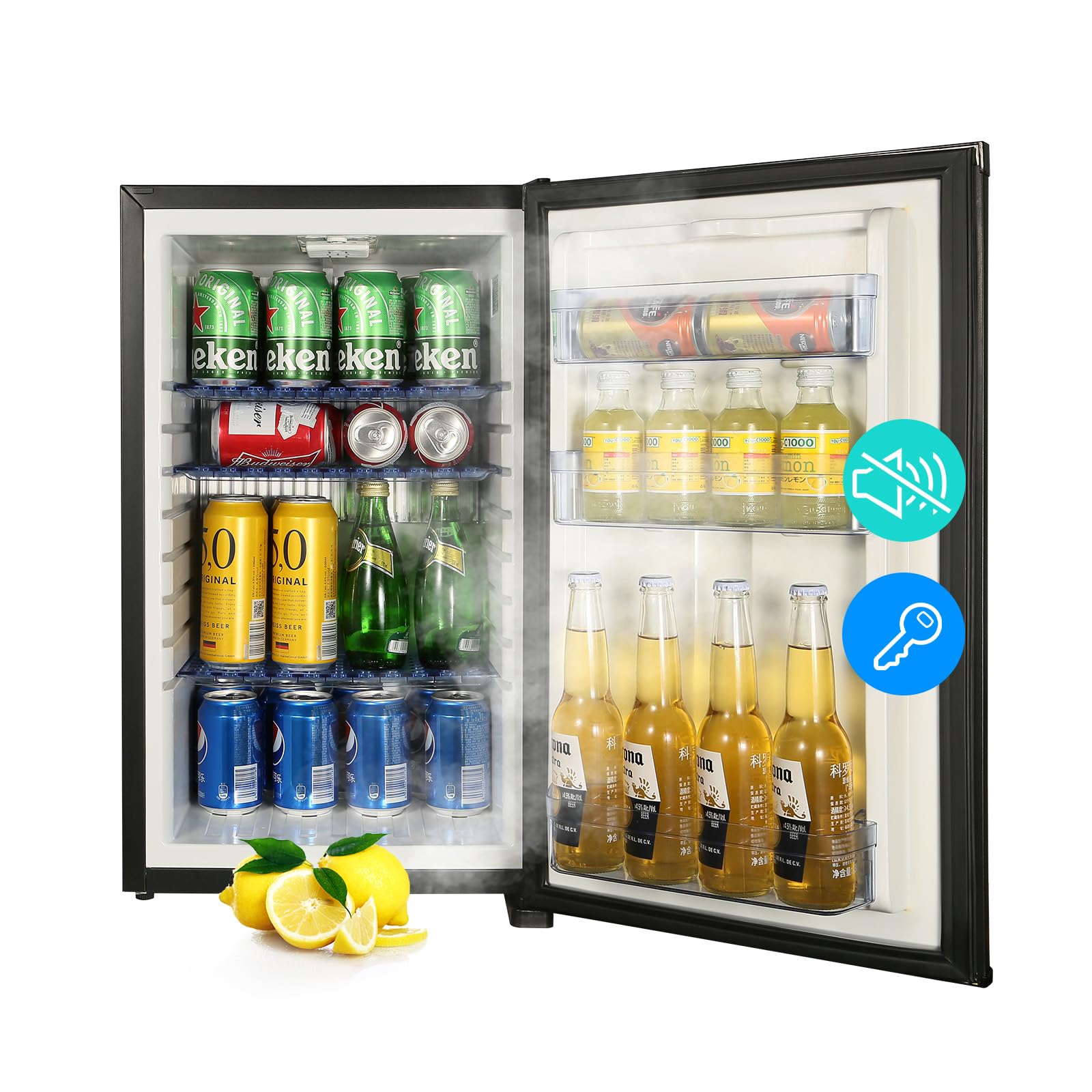 HIPOPLLER Mini Fridge for Bedroom, 1.78 cu.ft 110V Quiet Fridge with ...