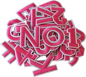 Amazon.com: GYGYL 72 Pieces Iron on Letters and Numbers Patches, Pink ...
