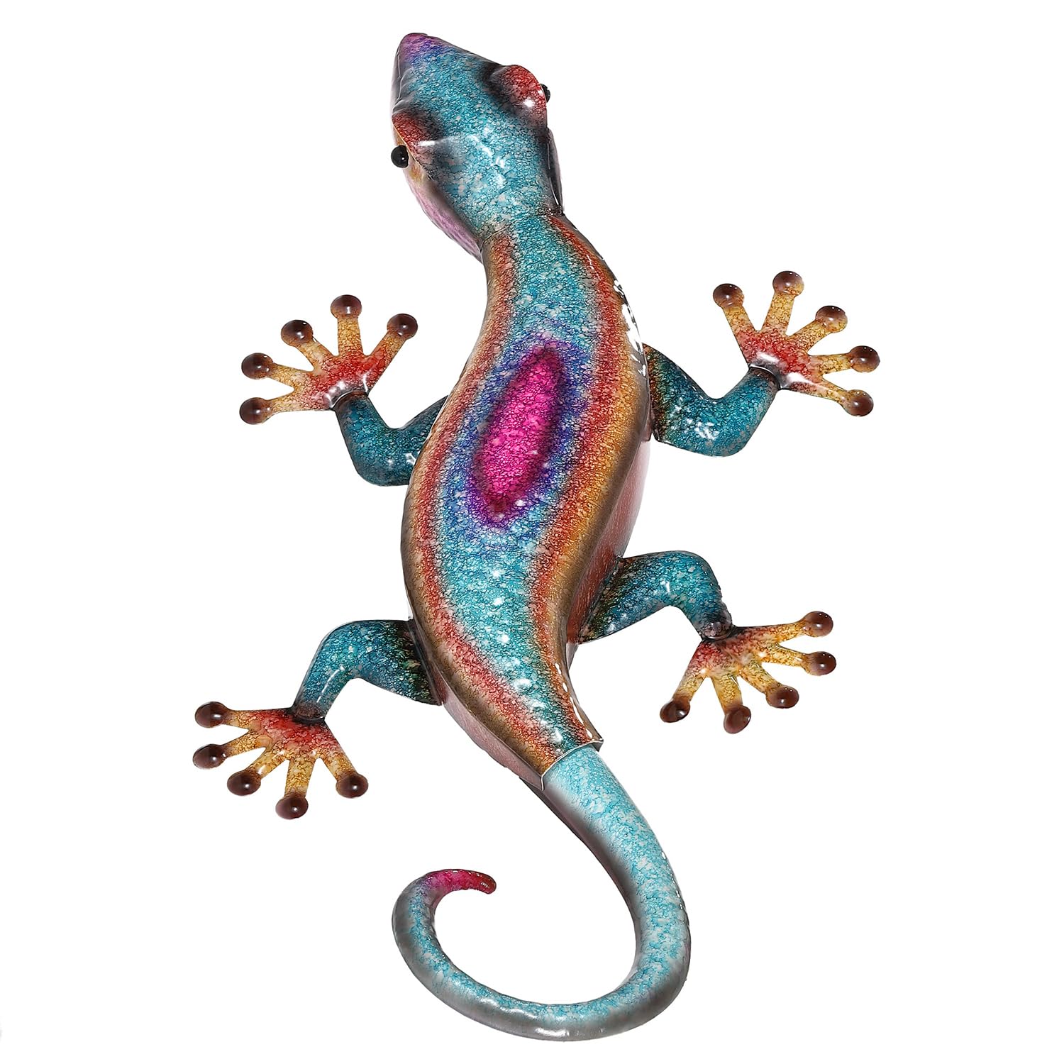 TICKCACY 19.6” Metal Gecko Wall Decor, 3D Handmade Blue Lizard Metal ...