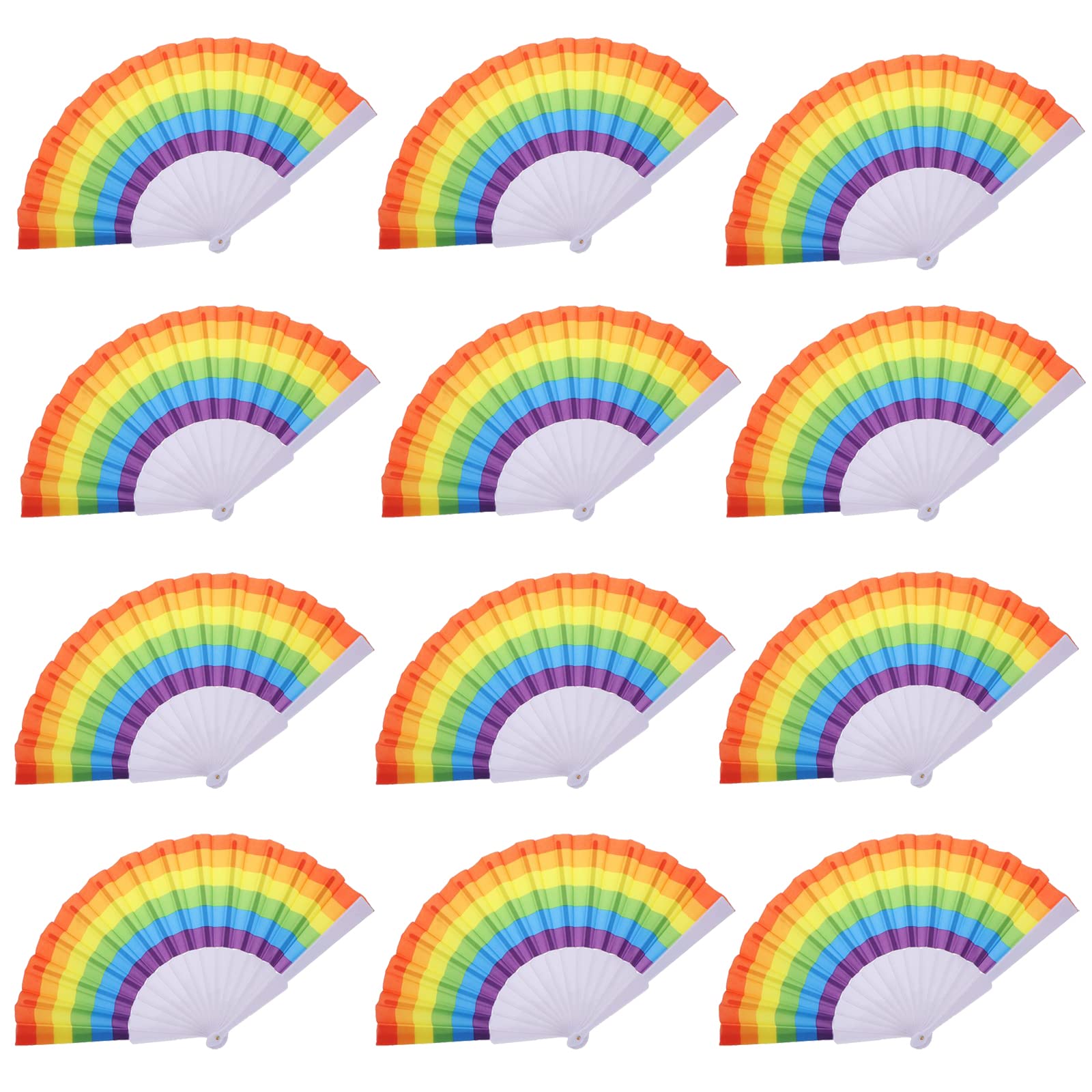 Mua 12 Pcs Rainbow Folding Fans Colorful Hand Held Fan, Rainbow Party ...