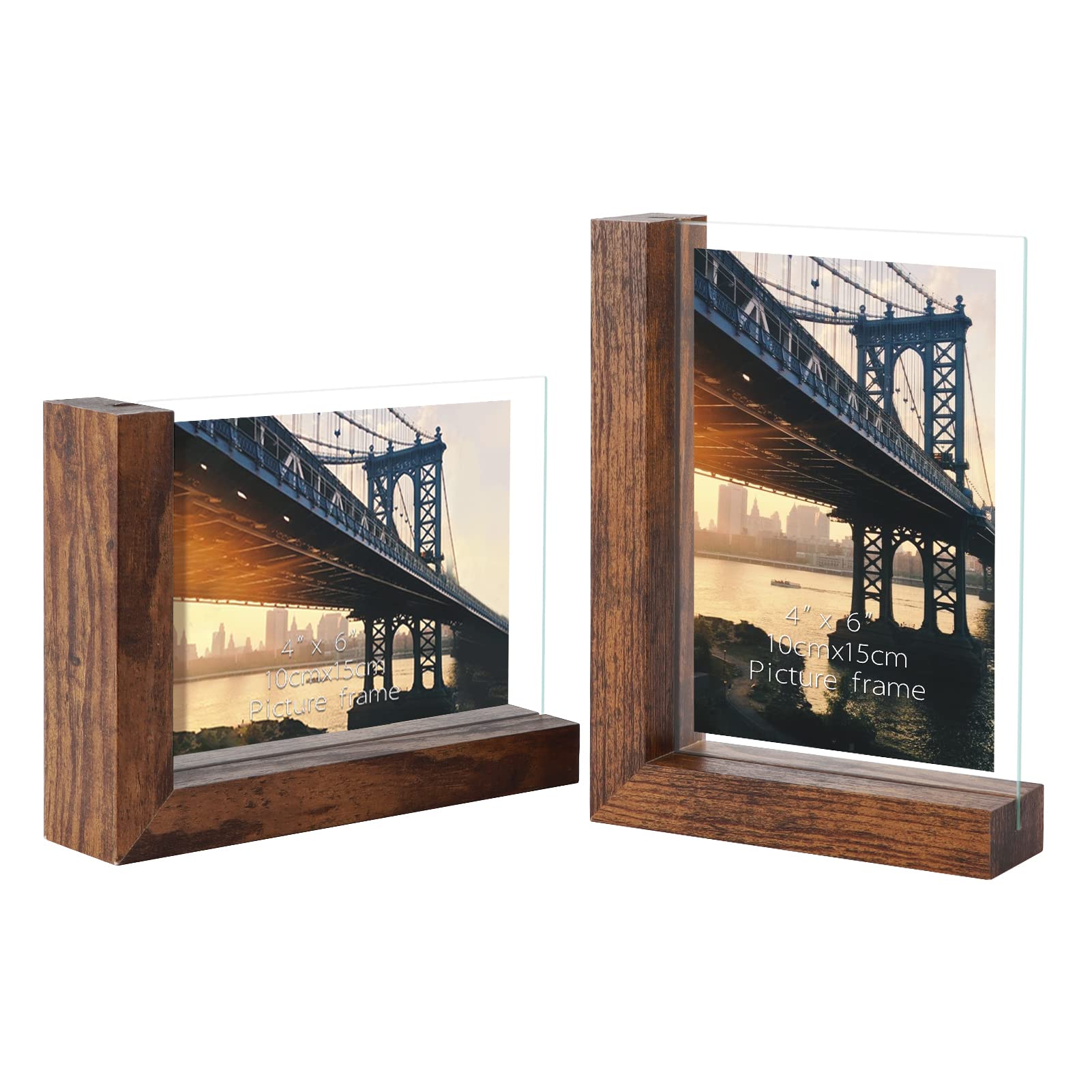 Mua Lavezee 4x6 Picture Frames Set of 2, Rustic L Shaped Double Sided ...