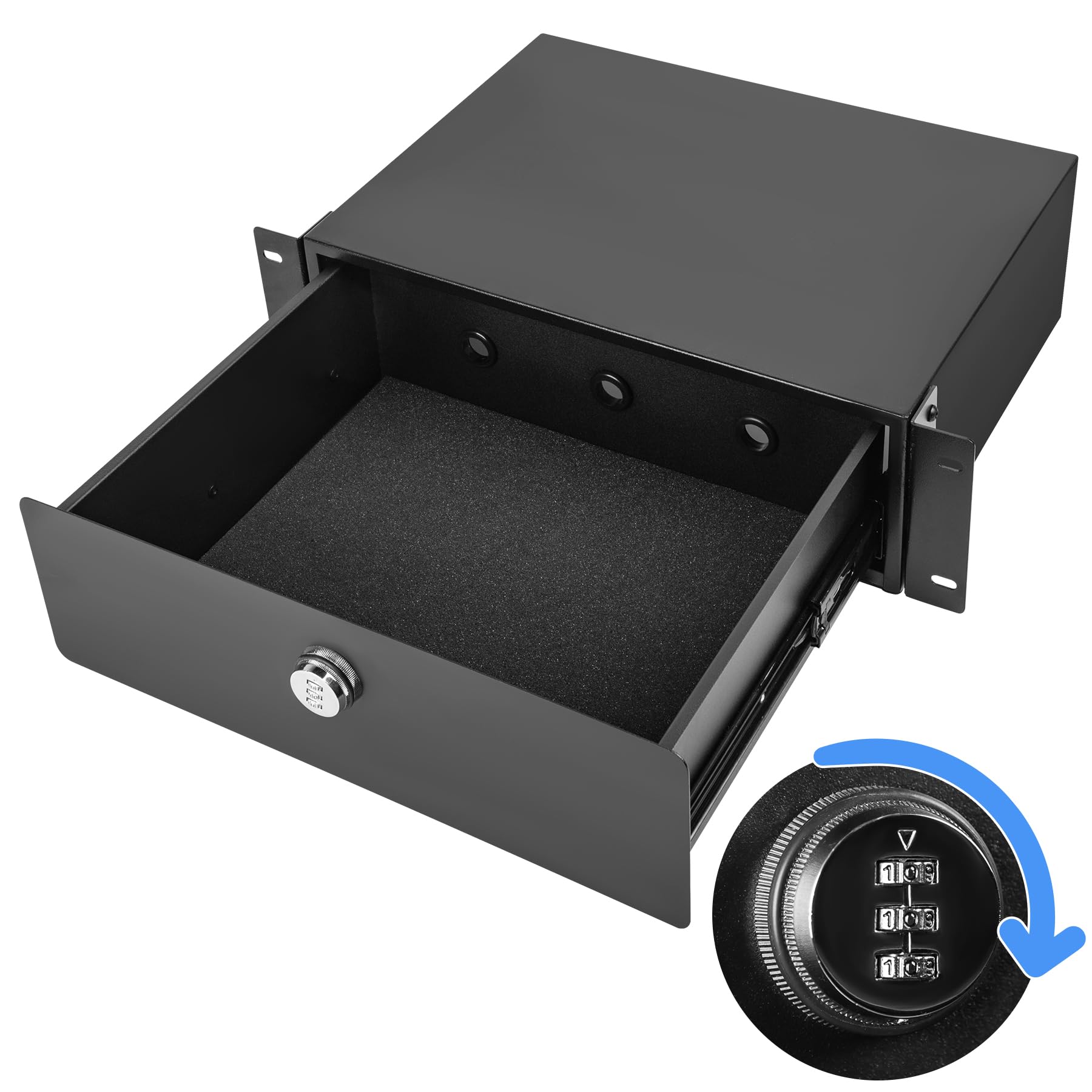 Eastrexon 3U Rack Mount Drawer, Server Rack Drawer w/Combination Lock ...