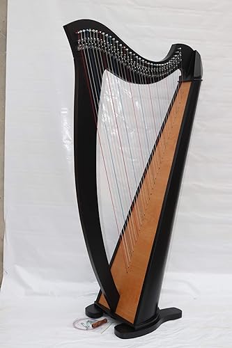 Black Celtic Irish Lever Harp 36 Strings Free Extra Strings and Tuning ...