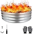Amazon.com : Raynesys 36 Inch Round Galvanized Fire Pit Ring, Silver ...