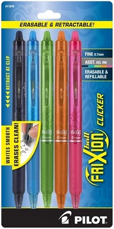 Amazon.com: Pilot Frixion Clicker Erasable Pen, Fine, 0.7 mm, Assorted ...