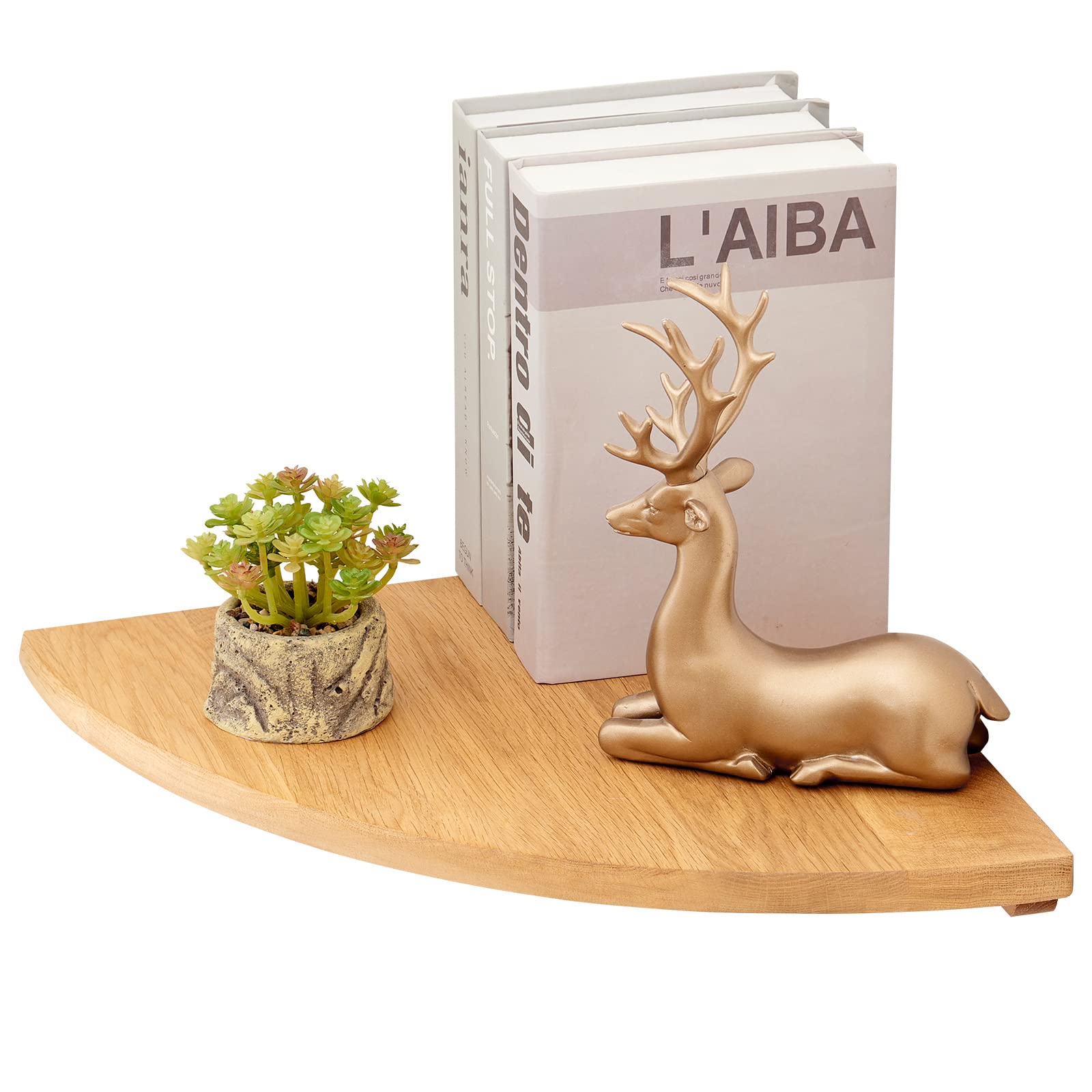 TREOAKWIS Oak Floating Corner Shelves 14 inch, Solid Wood Corner Shelf ...