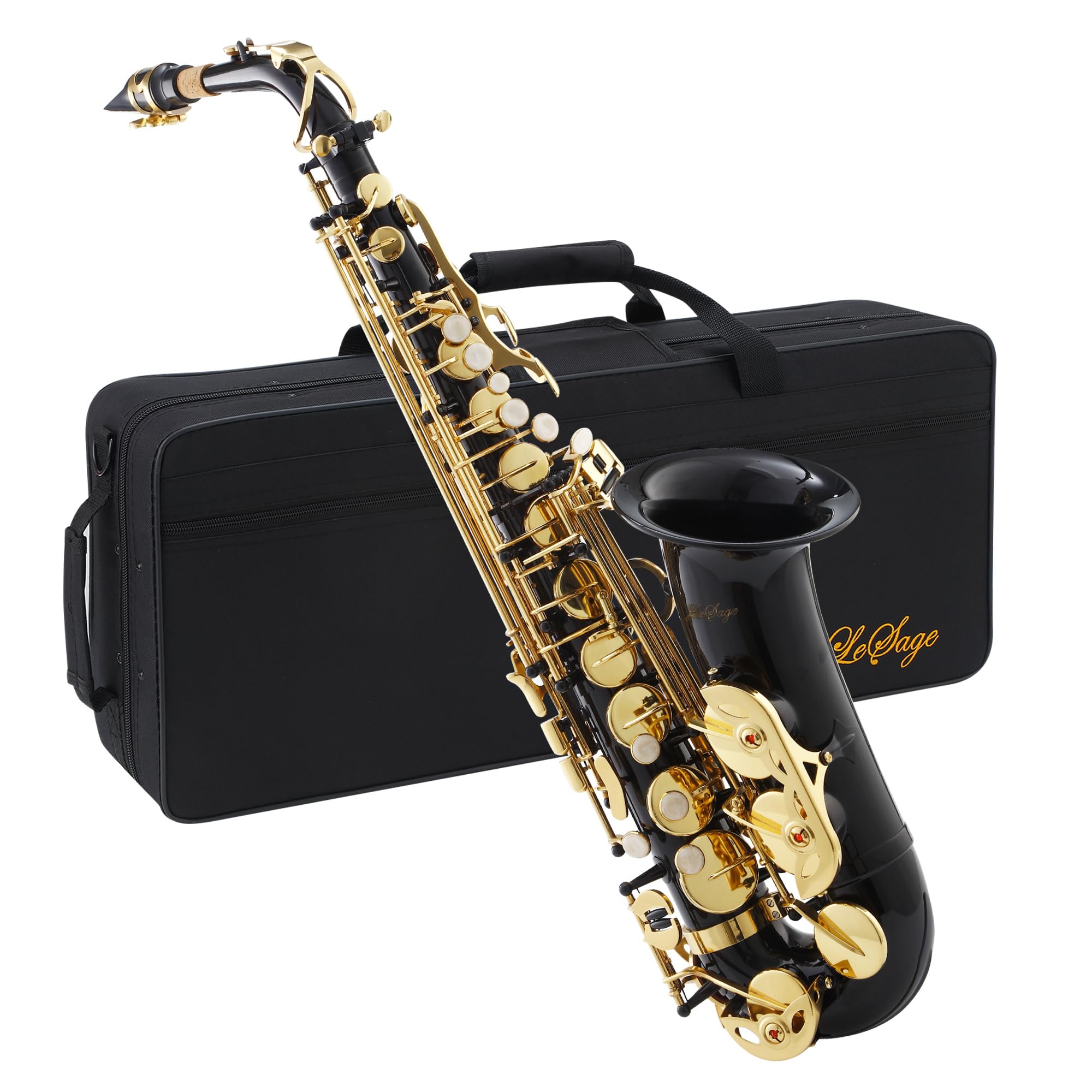 LeSage Alto Saxphone E Flat Saxophone for Beginners Student School Band Alto Sax Gold Lacquer ...