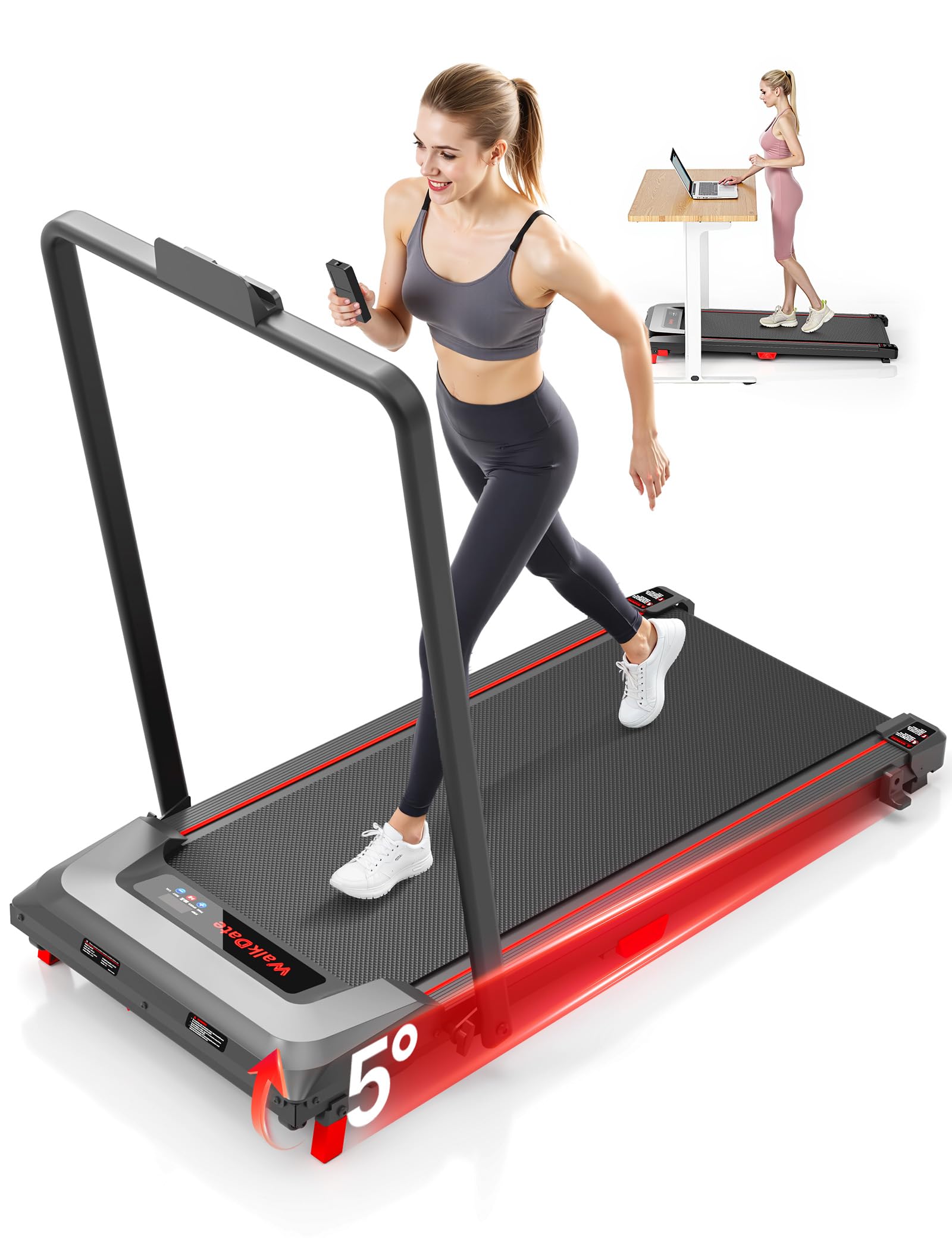 WalkDate Walking Pad Treadmill with 5% Incline, Compact Under Desk ...