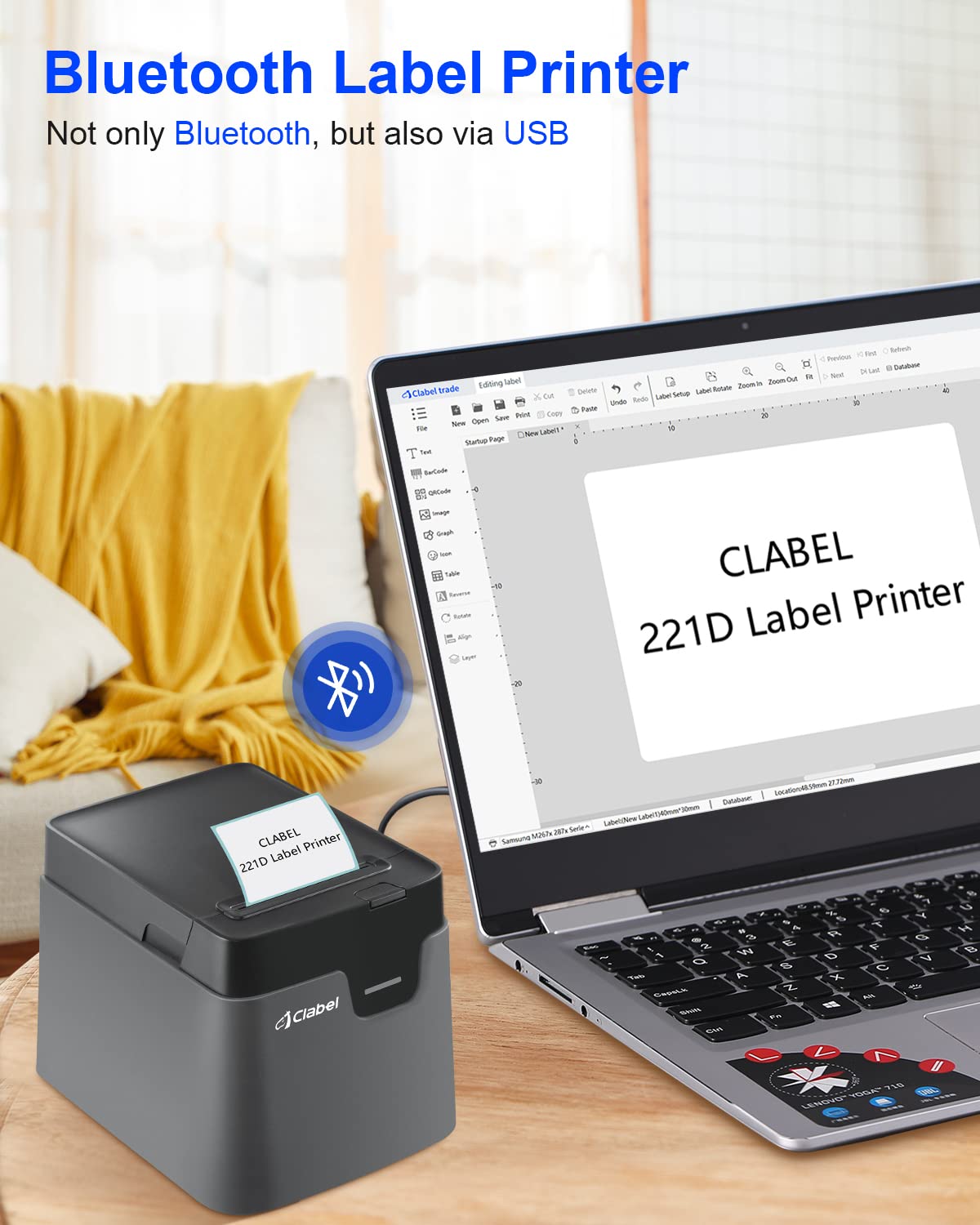 Mua CLABEL 221D Bluetooth Barcode Label Printer: 2 Inch Desktop Label Maker Thermal Barcodes ...