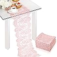 Amazon.com: Newwiee 10 Pcs Rose Pink Lace Table Runner 14 x 120 Inch ...
