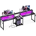 Amazon.com: Coleshome 98 Inch 2 Person Gaming Desk with Storage Shelves ...