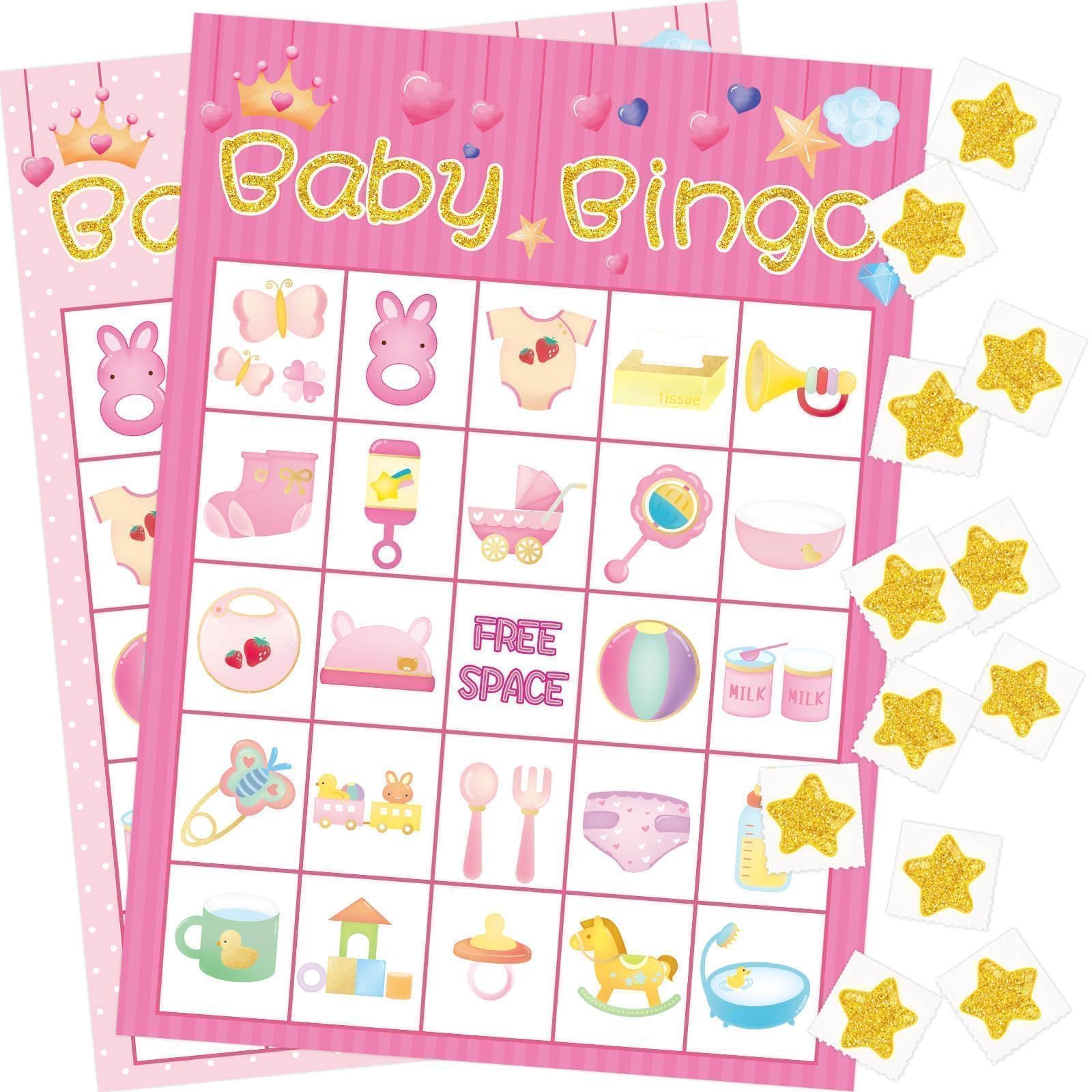 Girl Baby Shower Bingo Game - 24 Guests Party Game Supplies for sale ...