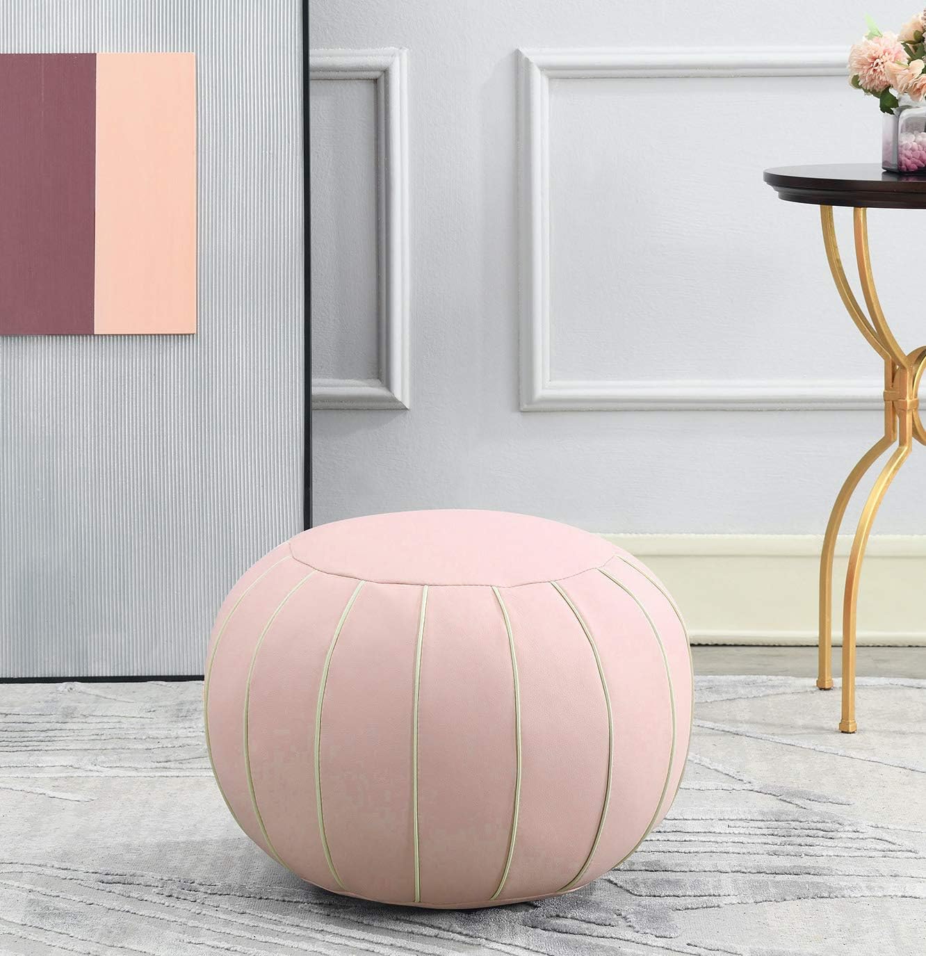 Comfortland Unstuffed Ottoman Pouf Covers,Small Faux Leather Foot Stool ...