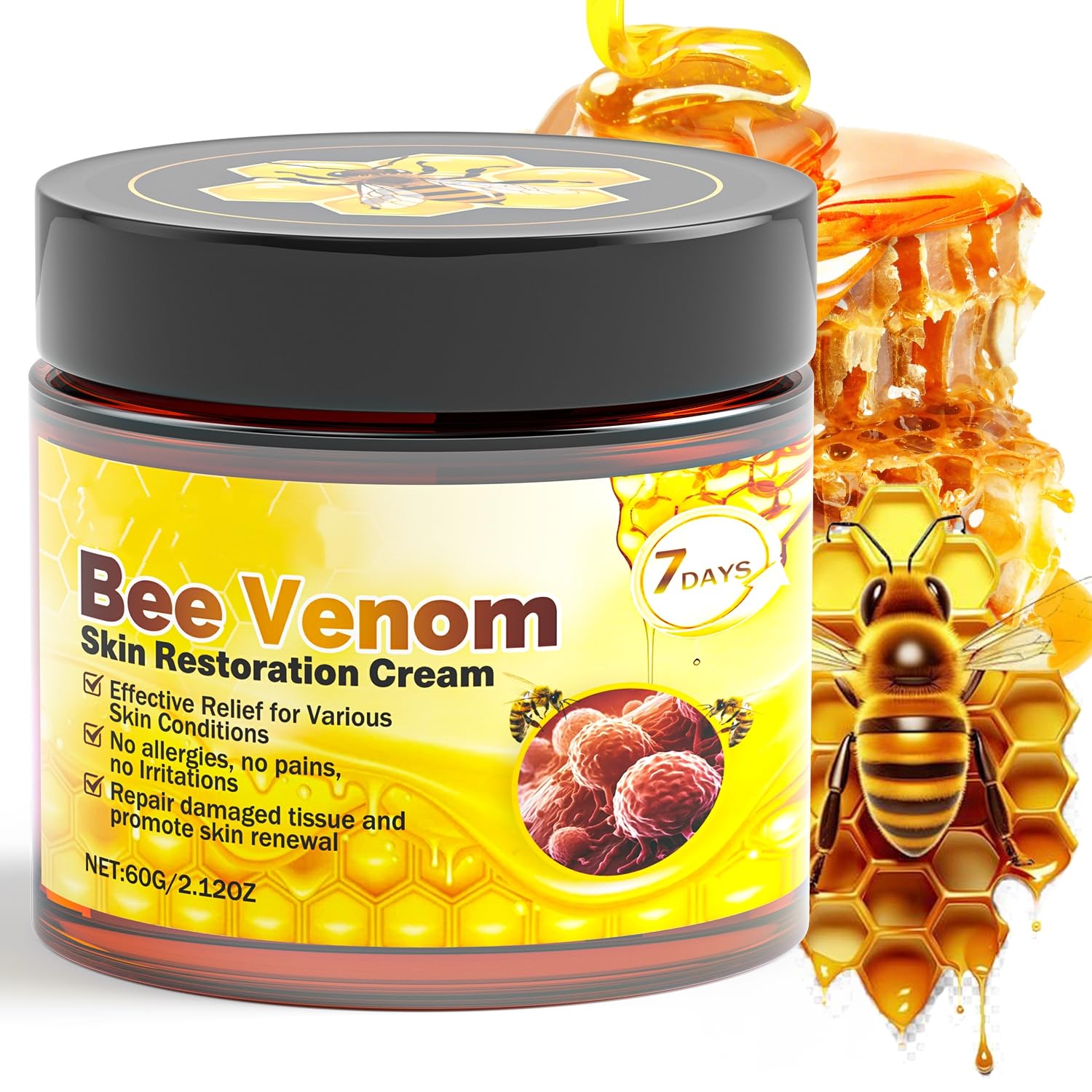 Bee Venom Skin Treatment Cream - Anti Aging Moisturizer with Collagen ...