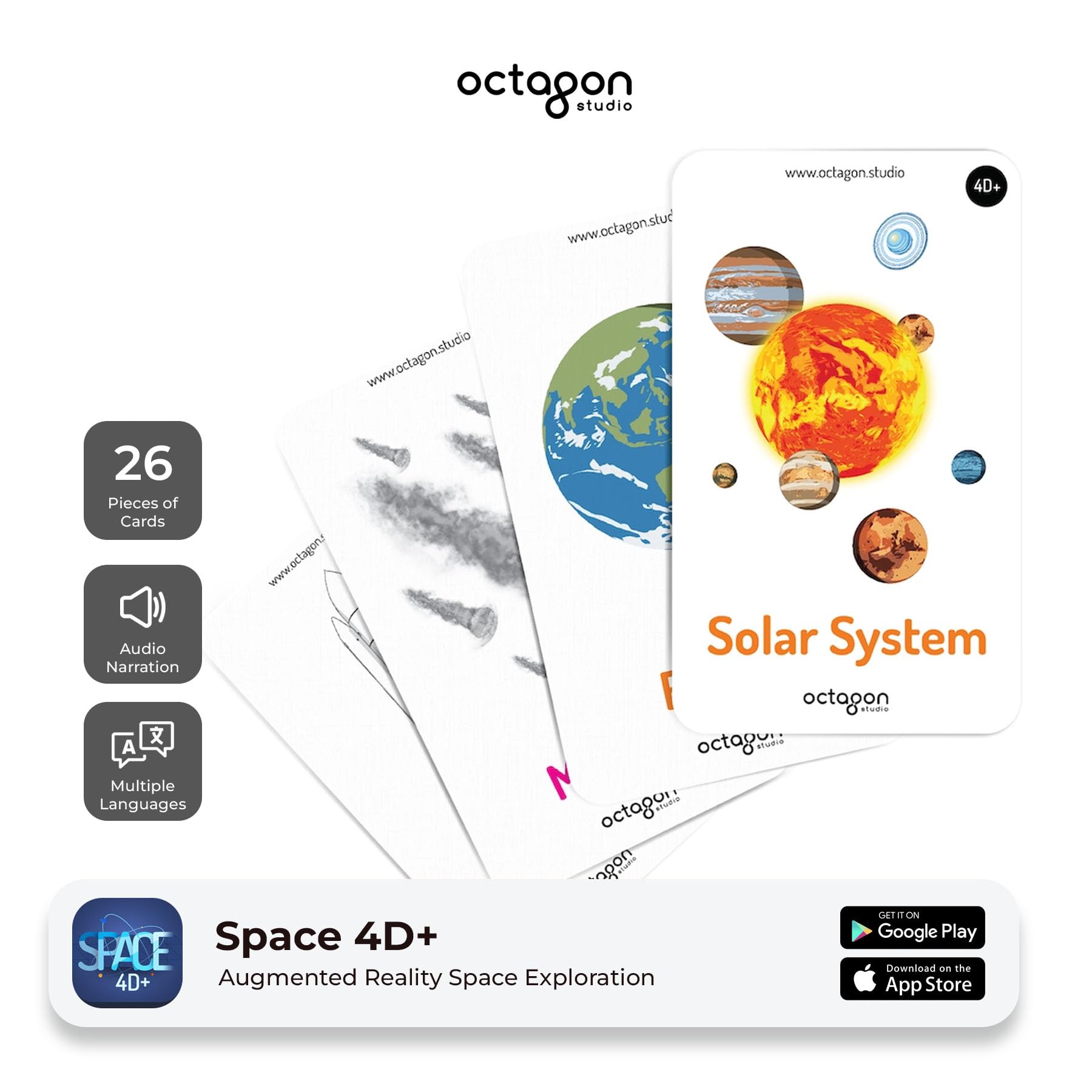 Space 4D+ Augmented Reality Flashcards – Interactive Space Exploration For Kids And Adults, 3D ...