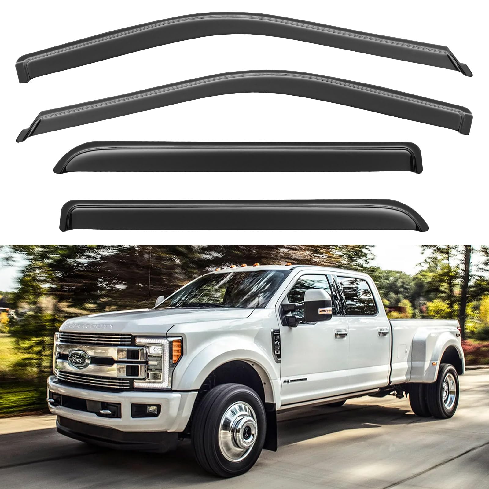 Window Rain Guards for 2015-2024 Ford F150 SuperCrew, Tape-on Vent ...